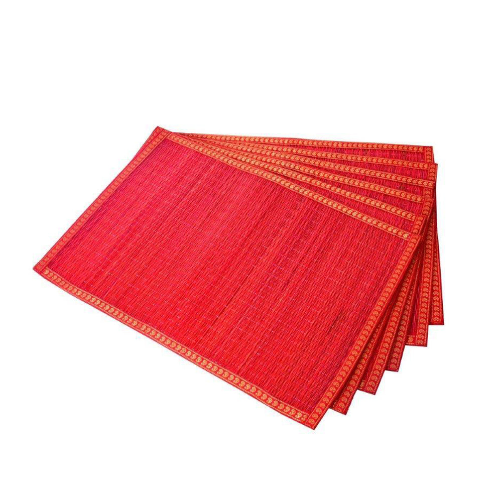 River Grass Table Mats - Set of 6 - Red